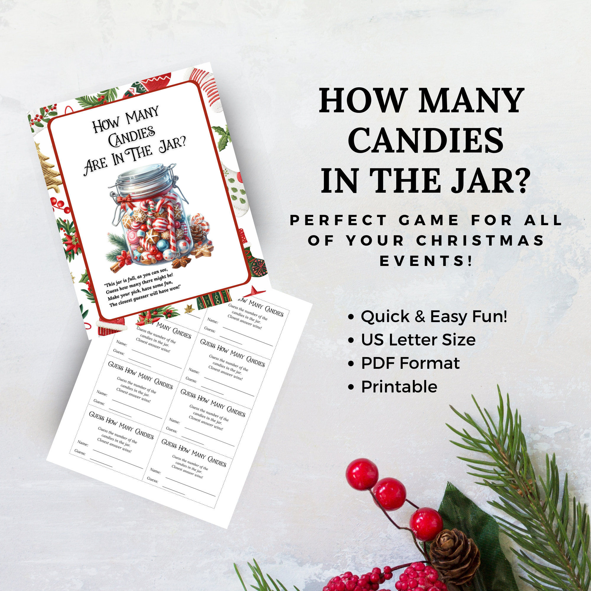 How Many Candies in the Jar?: Christmas Edition - Christmas Party Game ...