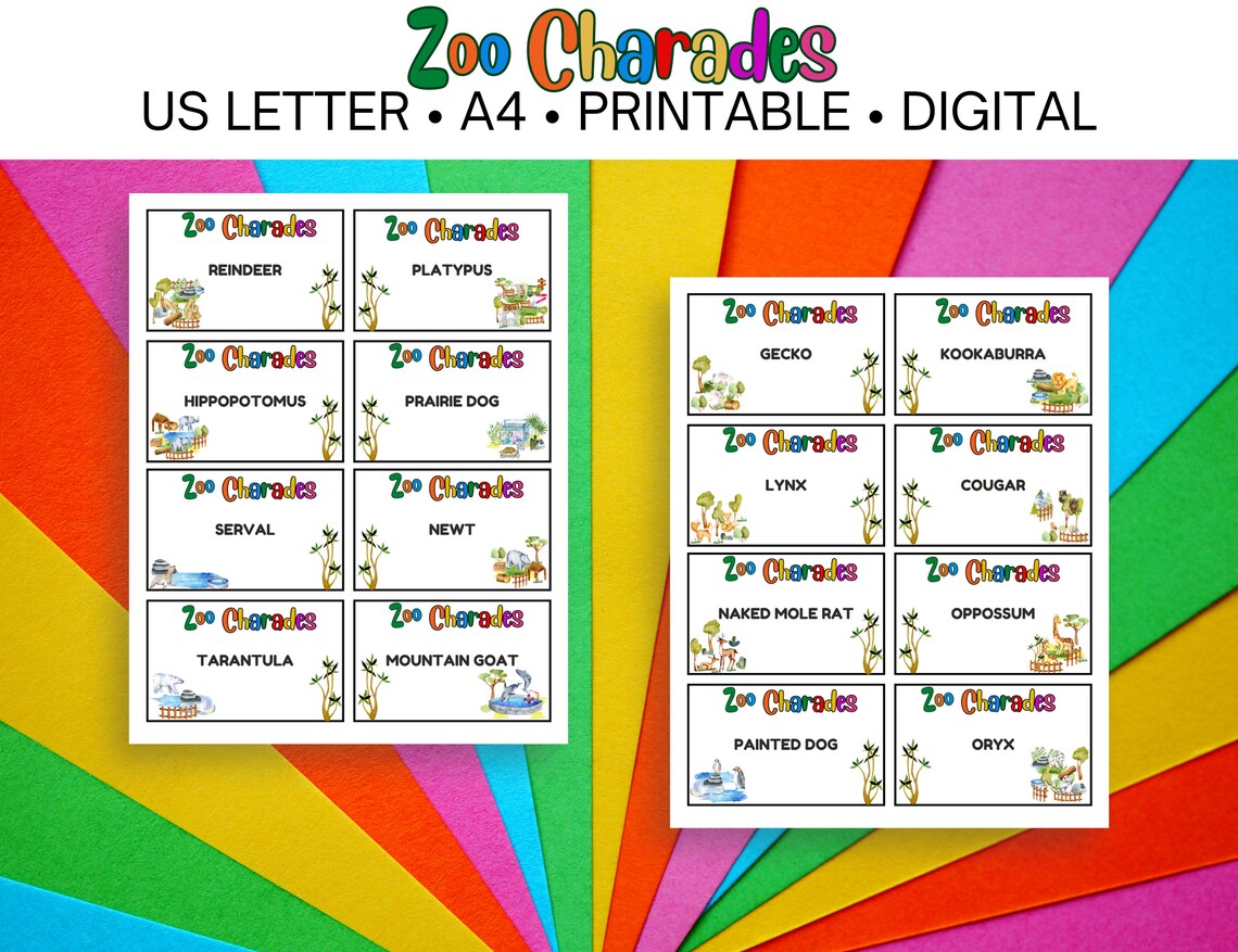Zoo Charades - Family Games, Sunday School Games, Toddler Games, Games ...
