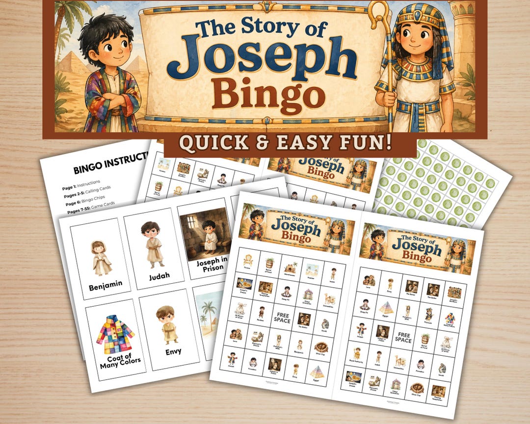 The Story of Joseph Bingo - Kids Church, Bible Homeschool, Bible Game ...