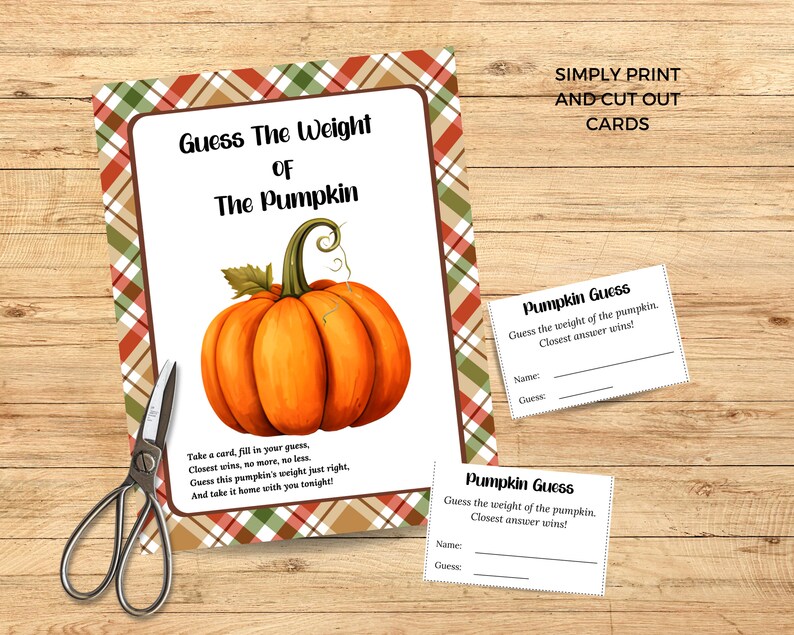 Guess the Weight of the Pumpkin Game - Thanksgiving Games,halloween ...