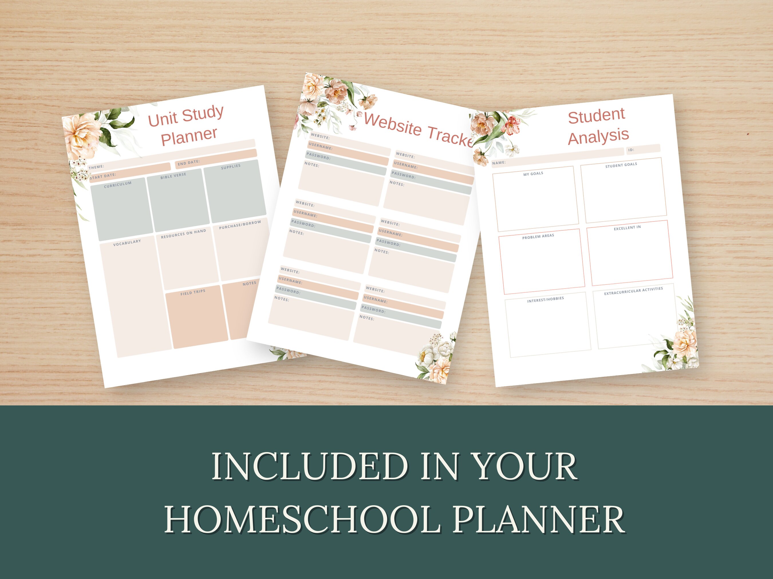Floral Homeschool Planner - Homeschool Planner, Printable Planner ...