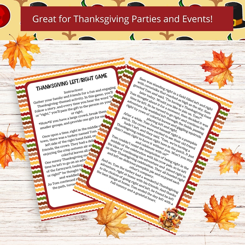 Thanksgiving Left/right Party Game - Pass the Gift Game, Thanksgiving ...
