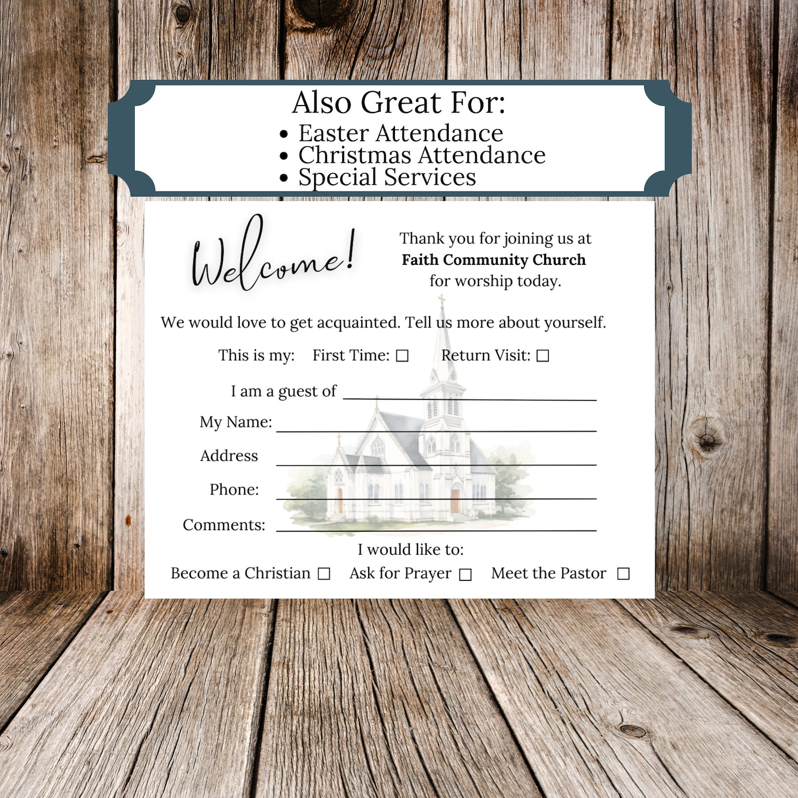 Editable Church Visitor Cards - Church Visitor Cards, Church Welcome ...