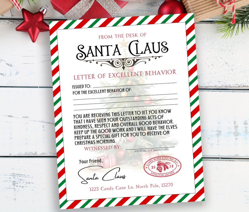 Editable Santa Warning Letter & Letter of Excellent Behavior - Naughty ...
