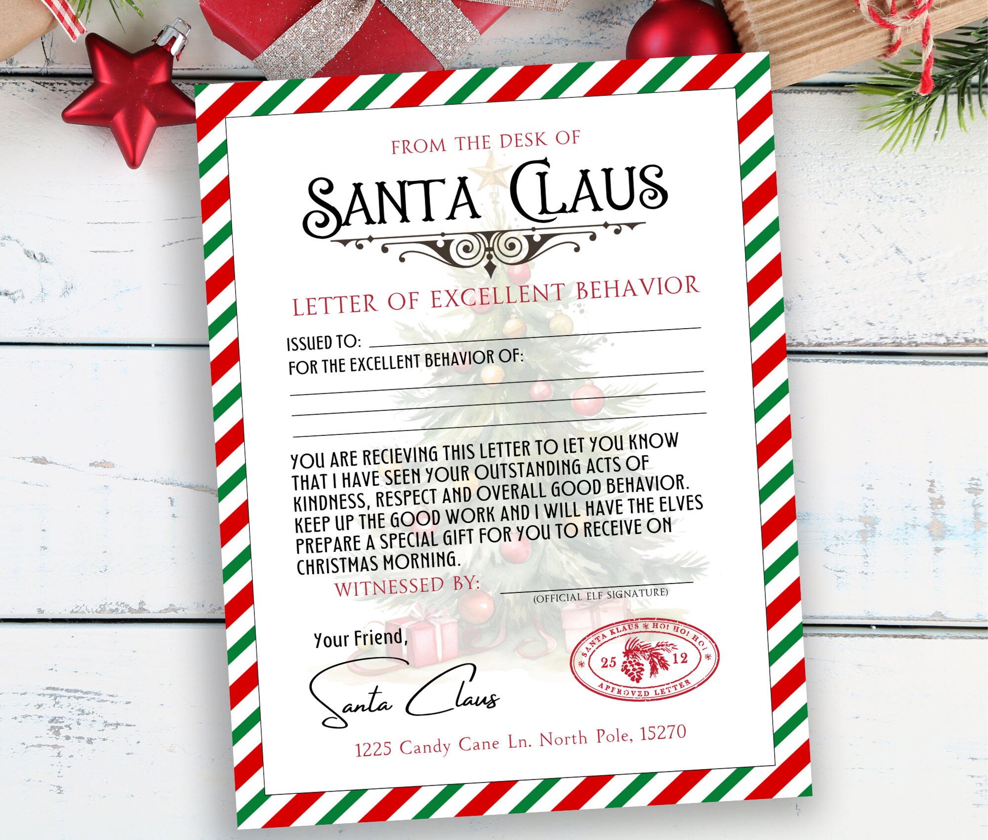Editable Santa Warning Letter & Letter of Excellent Behavior Naughty ...