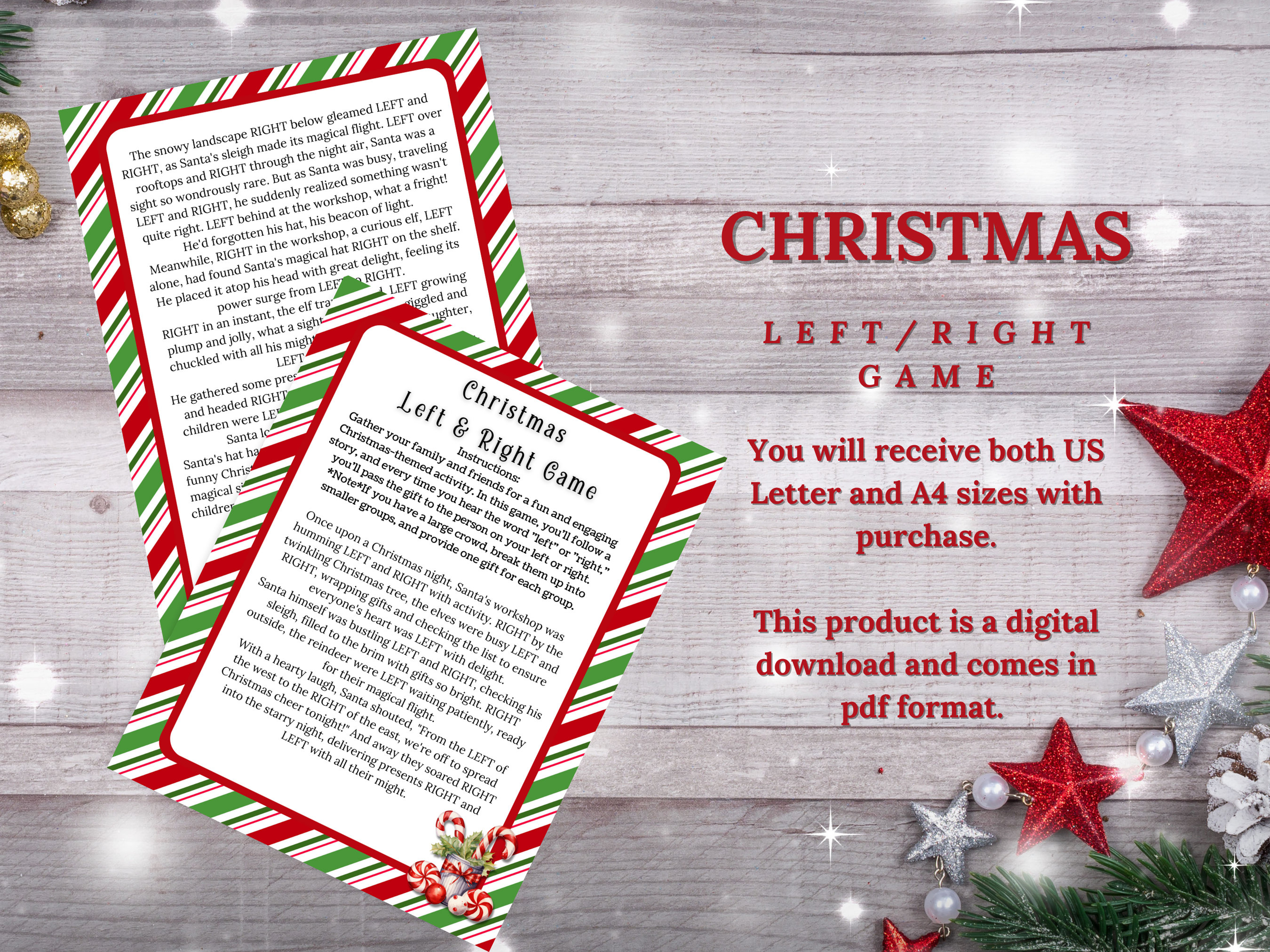 Christmas Left/right Party Game - Christmas Party Game, Left Right Game ...