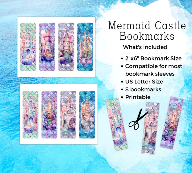 Mermaid Castle Bookmarks - Mermaid Bookmarks, Fairytale Bookmark ...