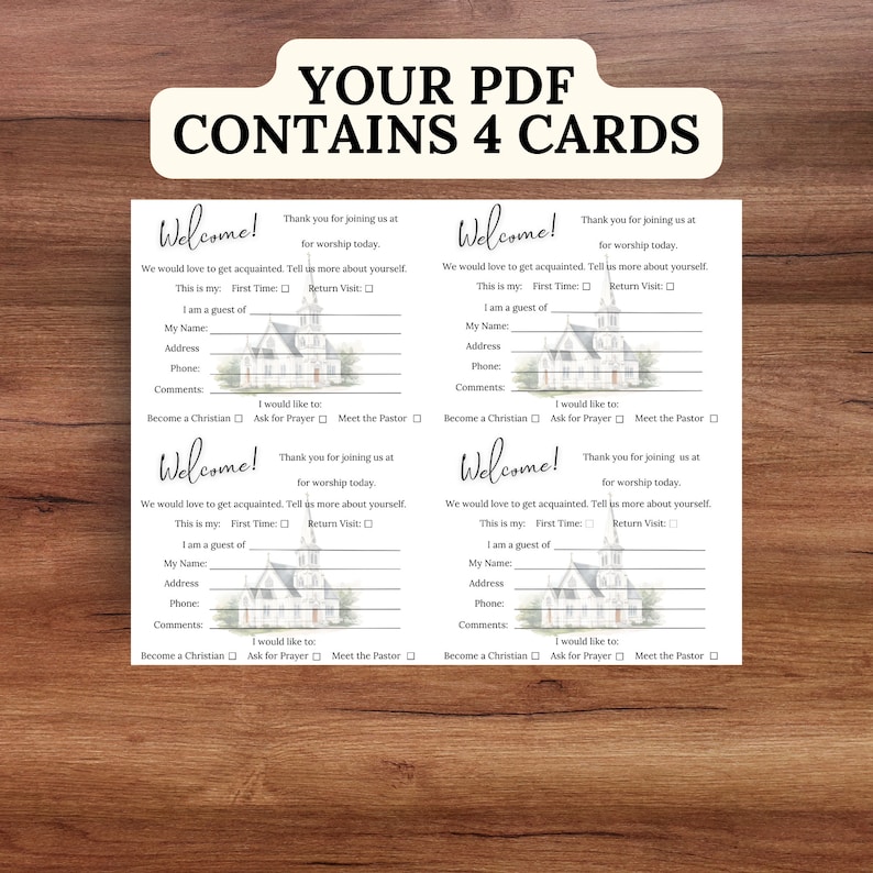 Editable Church Visitor Cards - Church Visitor Cards, Church Welcome ...