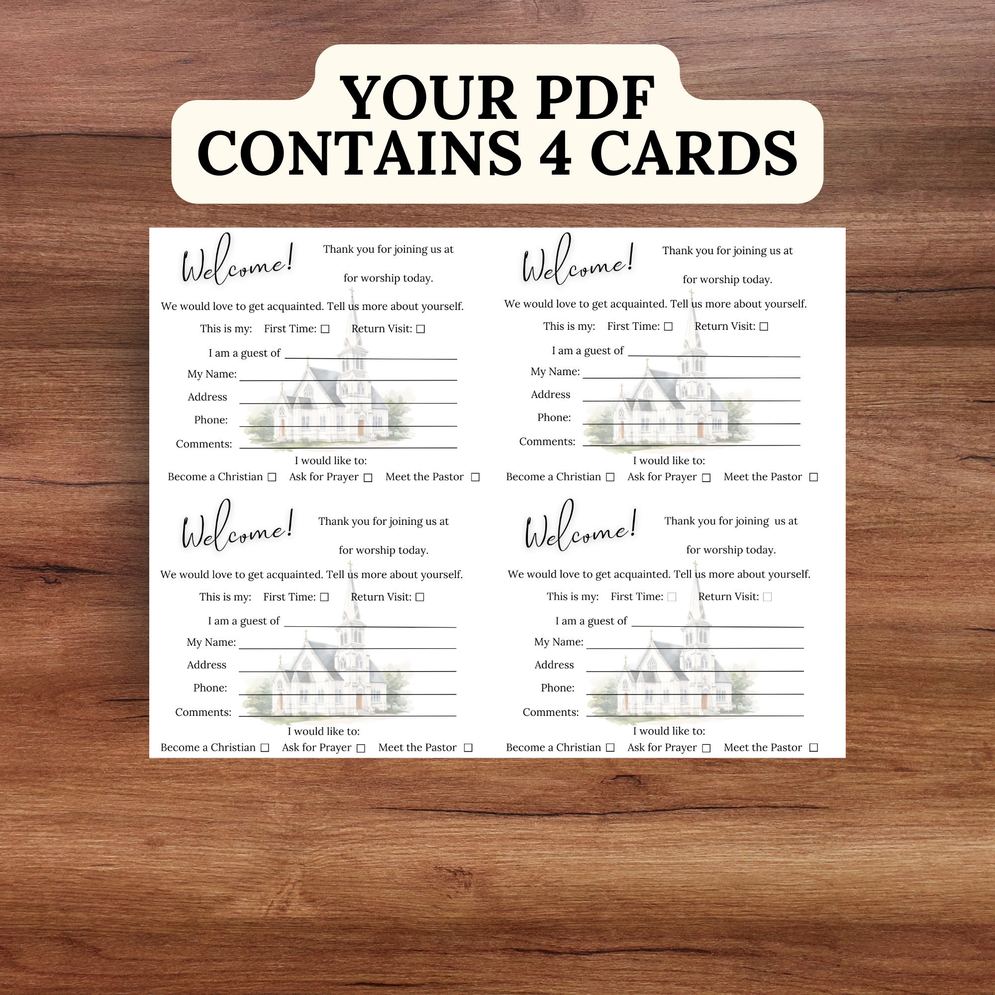 Editable Church Visitor Cards - Church Visitor Cards, Church Welcome ...