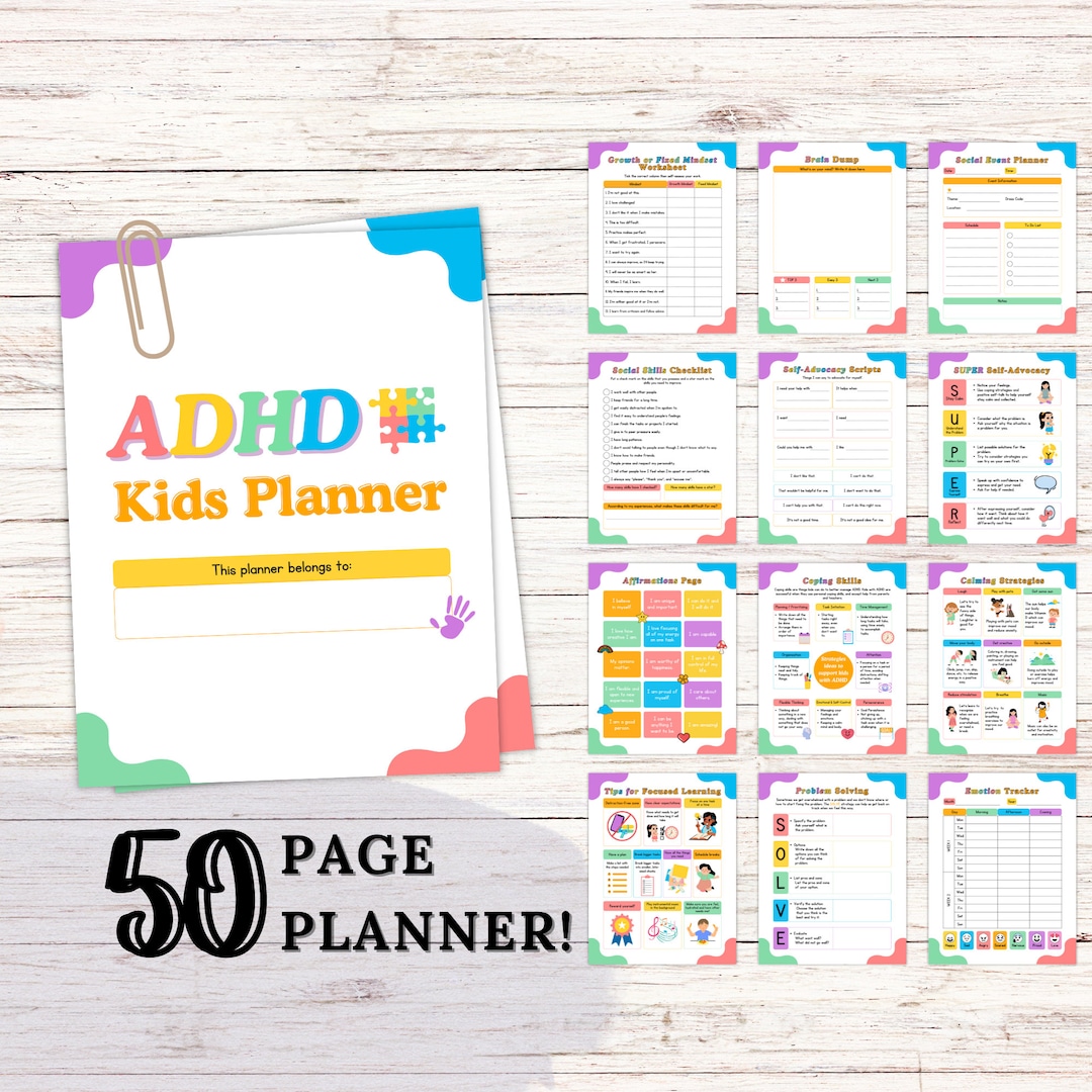 Kids ADHD Planner - Adhd Workbook, Adhd Kids Journal, Adhd Tools, Adhd ...