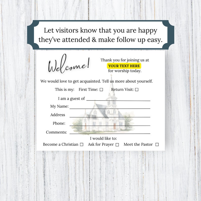 Editable Church Visitor Cards - Church Visitor Cards, Church Welcome ...