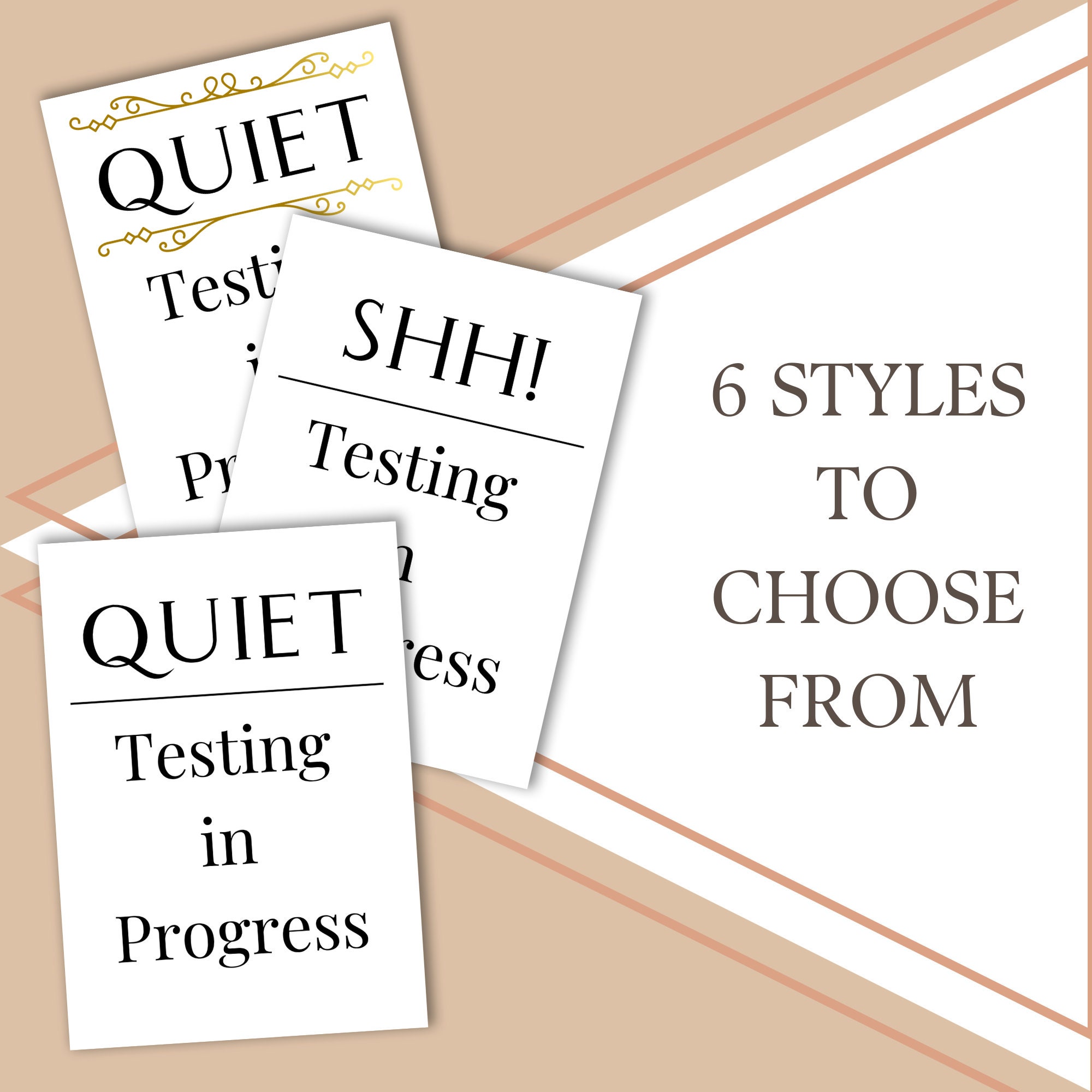 Set of 6 Printable Testing in Progress Basic Signs - Teacher Signs, ACT ...