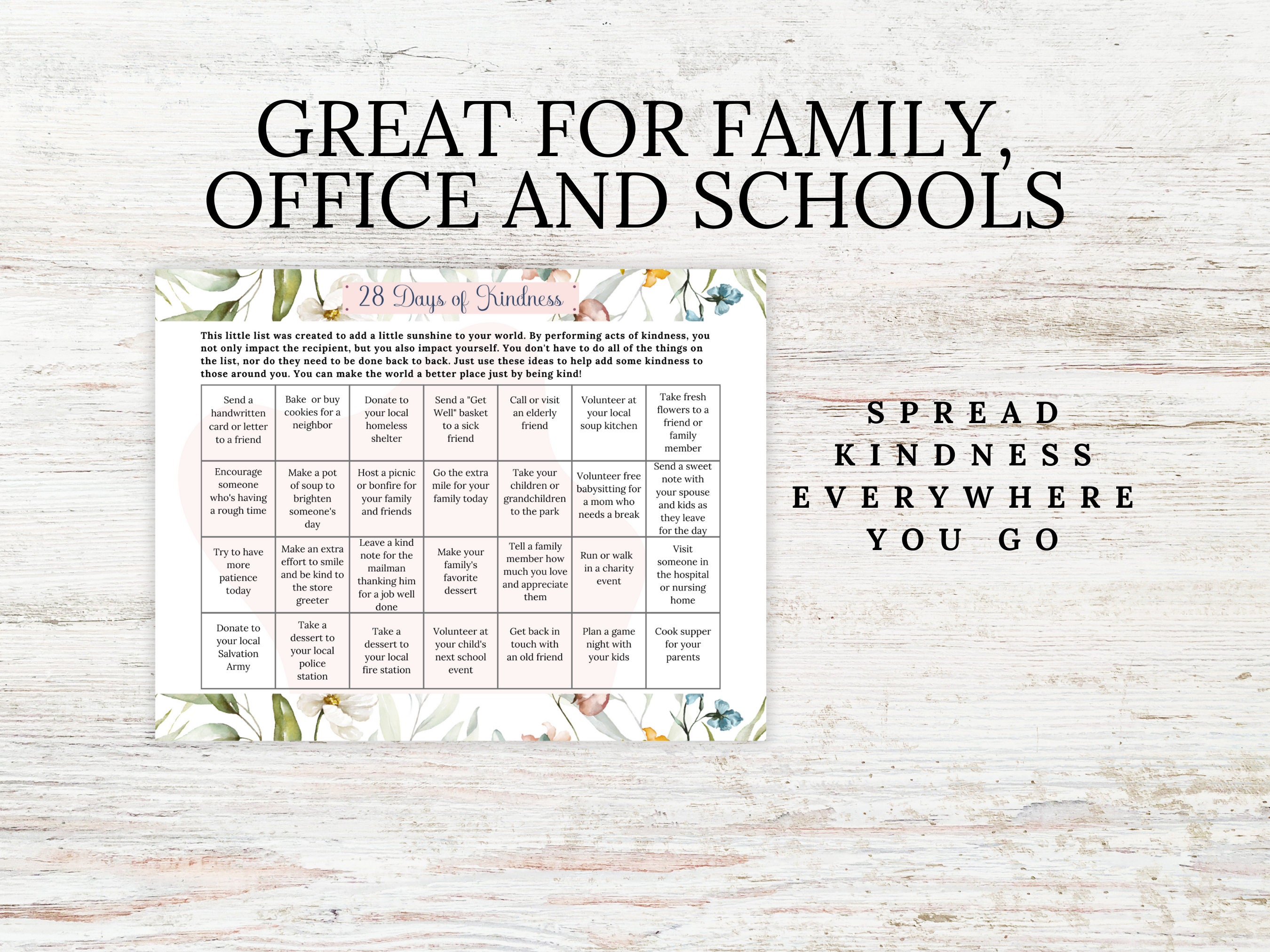 28 Days of Kindness Printable - Kindness Matters, Acts of Kindness ...