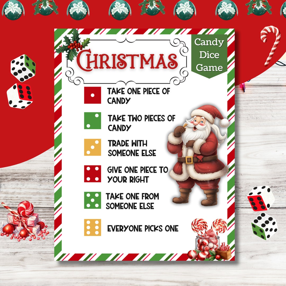Christmas Candy Dice Game - Christmas Games, Family Party Games ...