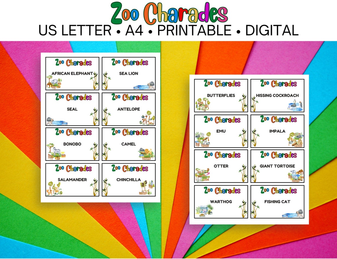 Zoo Charades - Family Games, Sunday School Games, Toddler Games, Games ...