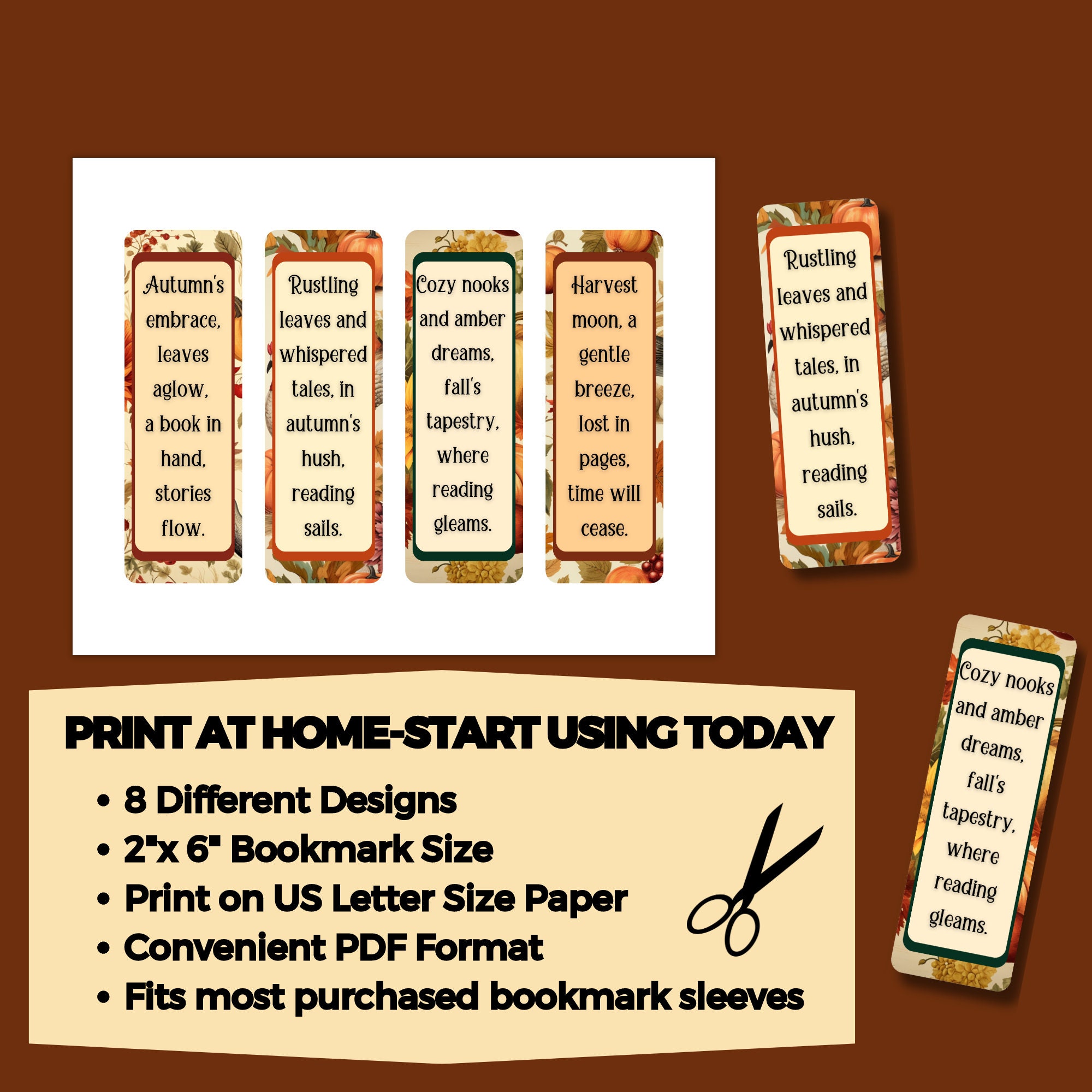 Fall Poetry Bookmarks - Printable Bookmarks, Poetry Bookmarks ...