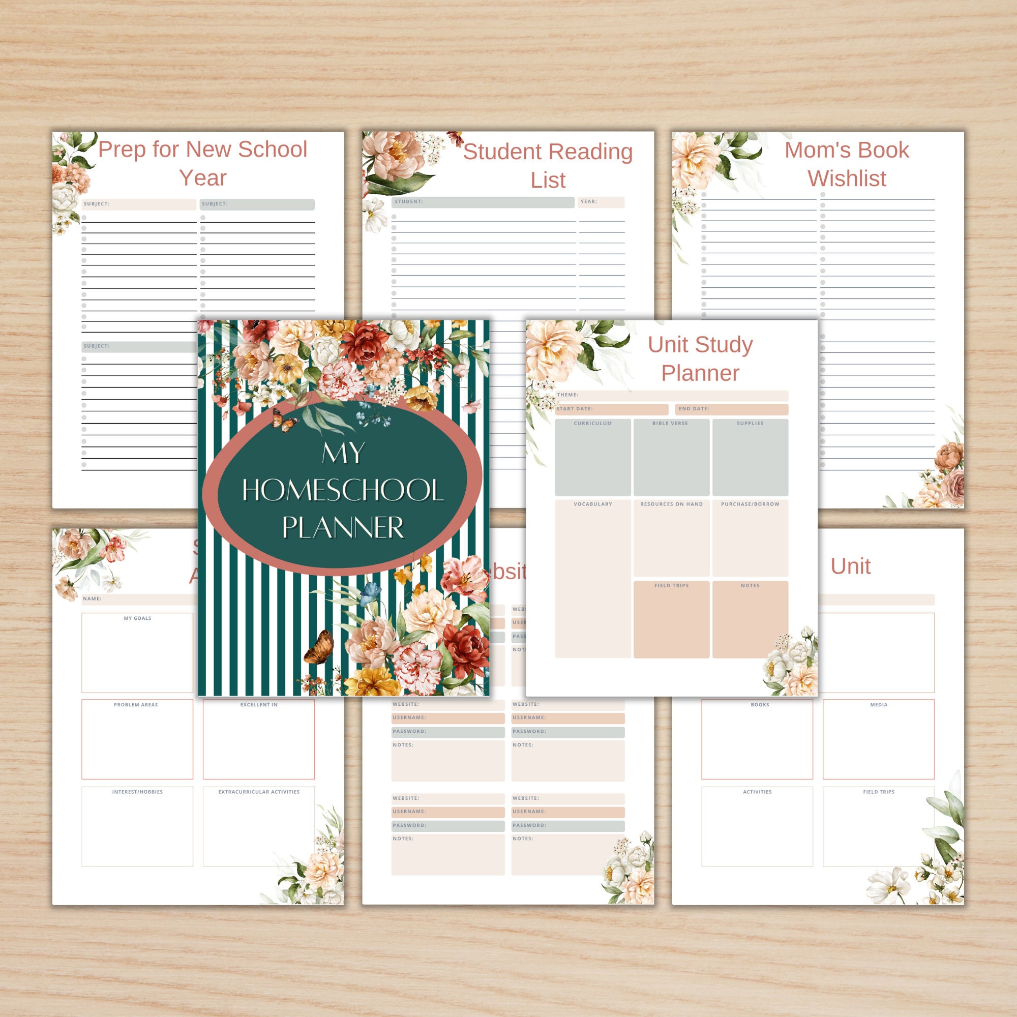Floral Homeschool Planner - Homeschool Planner, Printable Planner ...