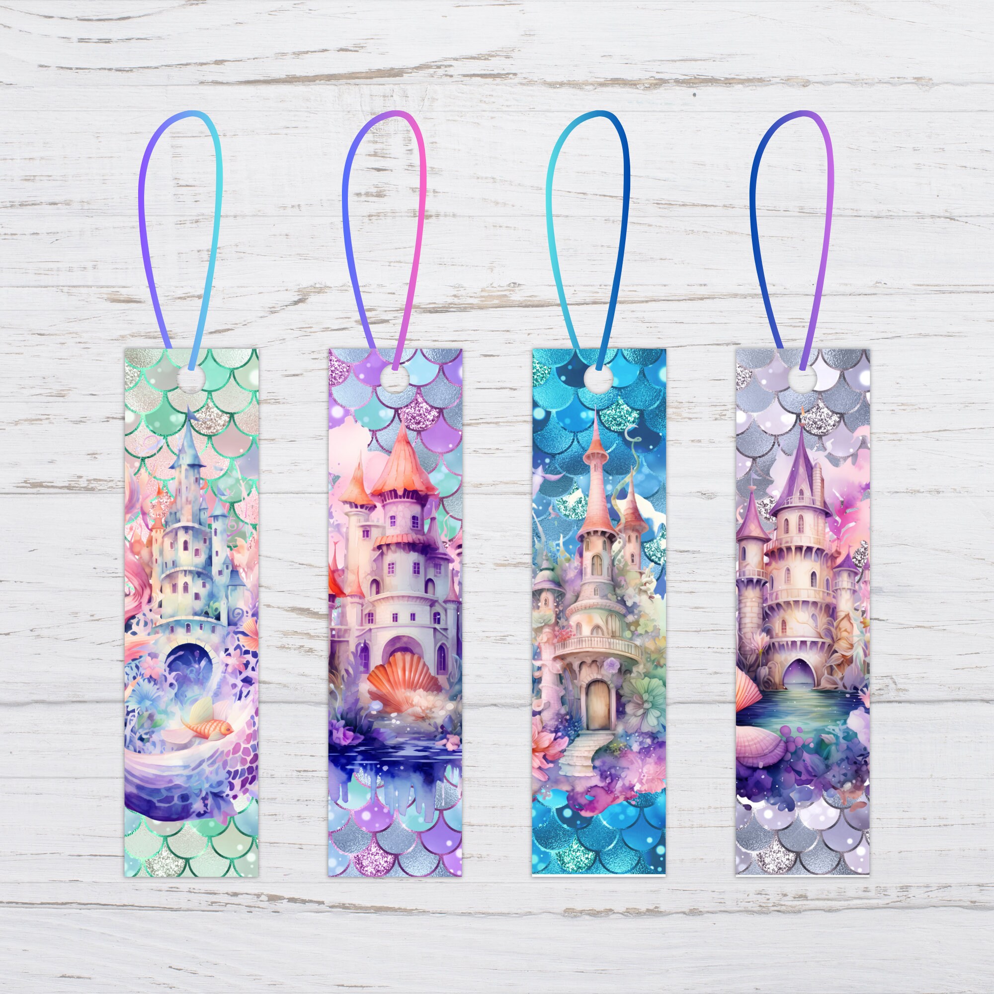 Mermaid Castle Bookmarks - Mermaid Bookmarks, Fairytale Bookmark ...