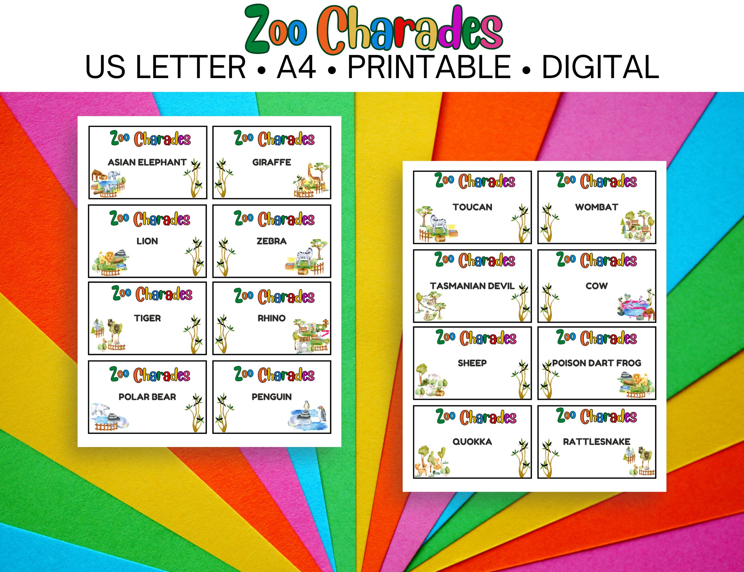 Zoo Charades - Family Games, Sunday School Games, Toddler Games, Games ...