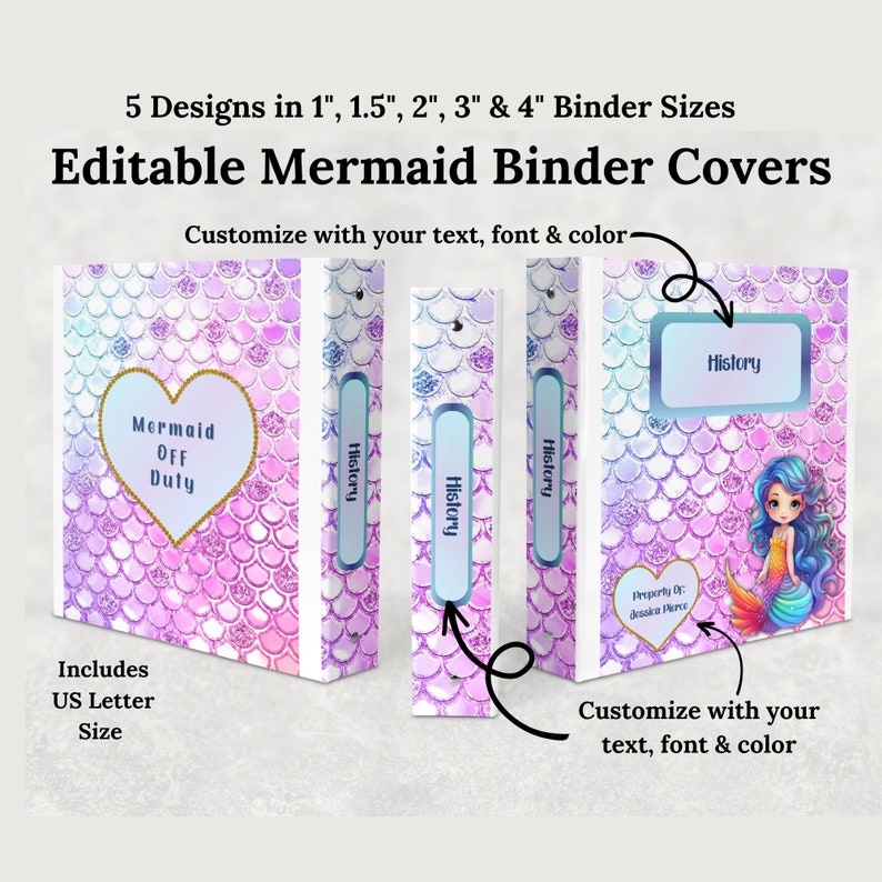 Mermaid Binder Covers - Binder Covers, Mermaid Binder, School Binder ...