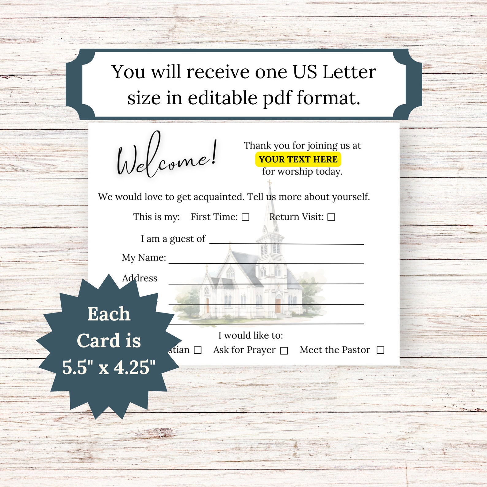 Editable Church Visitor Cards - Church Visitor Cards, Church Welcome ...