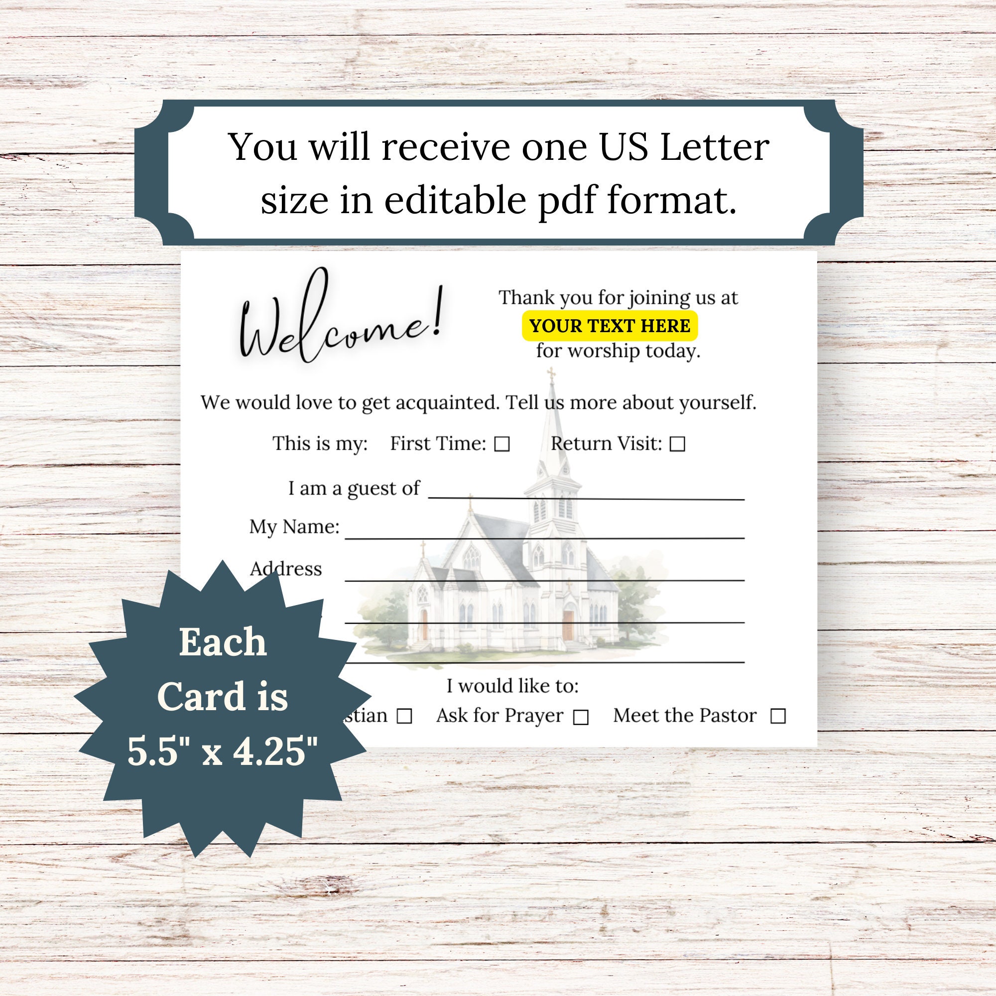 Editable Church Visitor Cards - Church Visitor Cards, Church Welcome ...