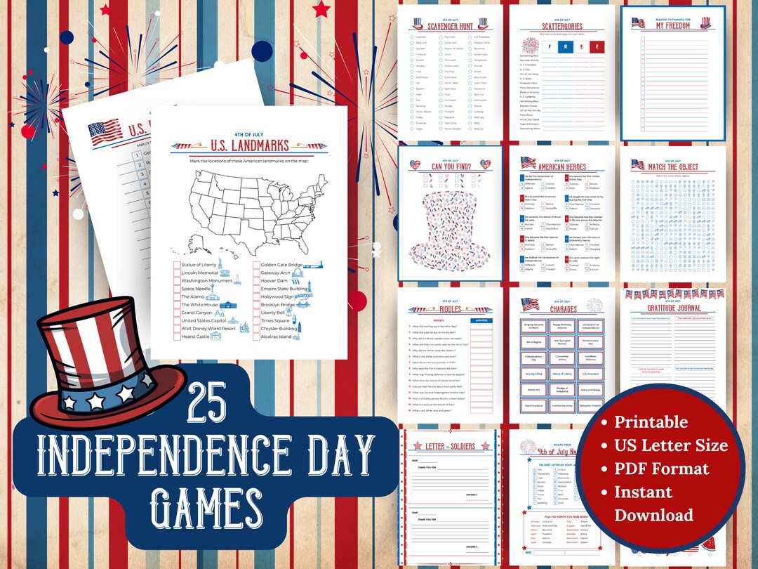 25 Independence Day Games -(answer Key Included),4th of July Games ...