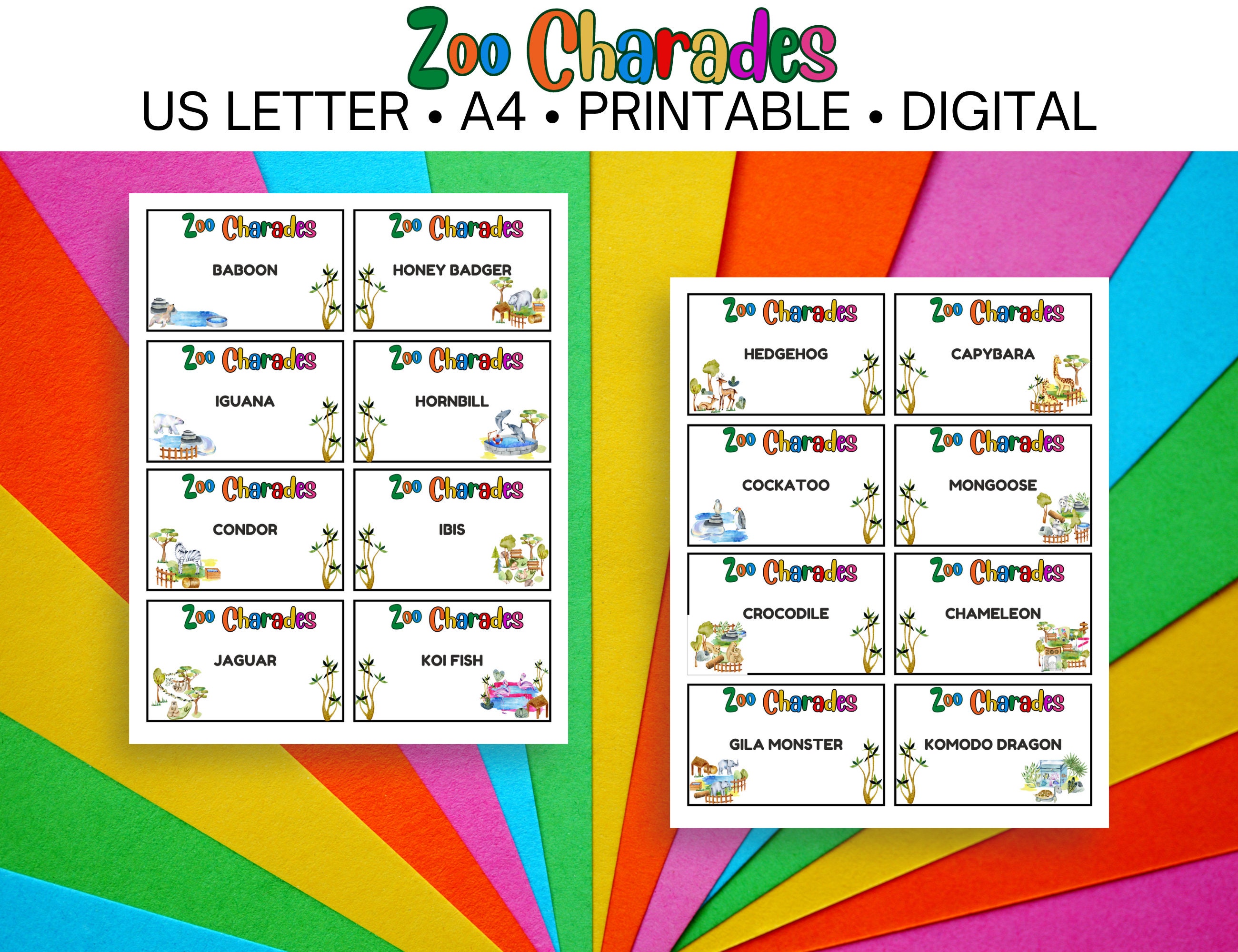 Zoo Charades - Family Games, Sunday School Games, Toddler Games, Games ...