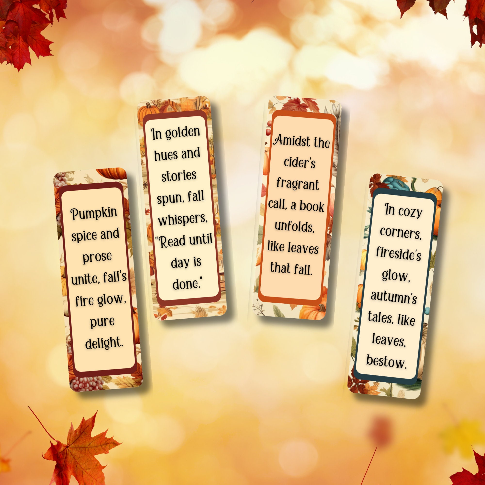 Fall Poetry Bookmarks - Printable Bookmarks, Poetry Bookmarks ...