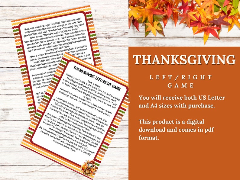 Thanksgiving Left/right Party Game - Pass the Gift Game, Thanksgiving ...