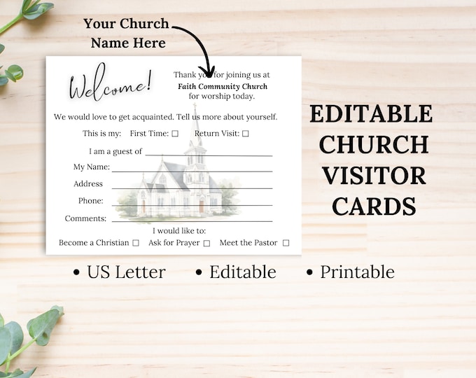 Editable Church Visitor Cards - Church Visitor Cards, Church Welcome ...