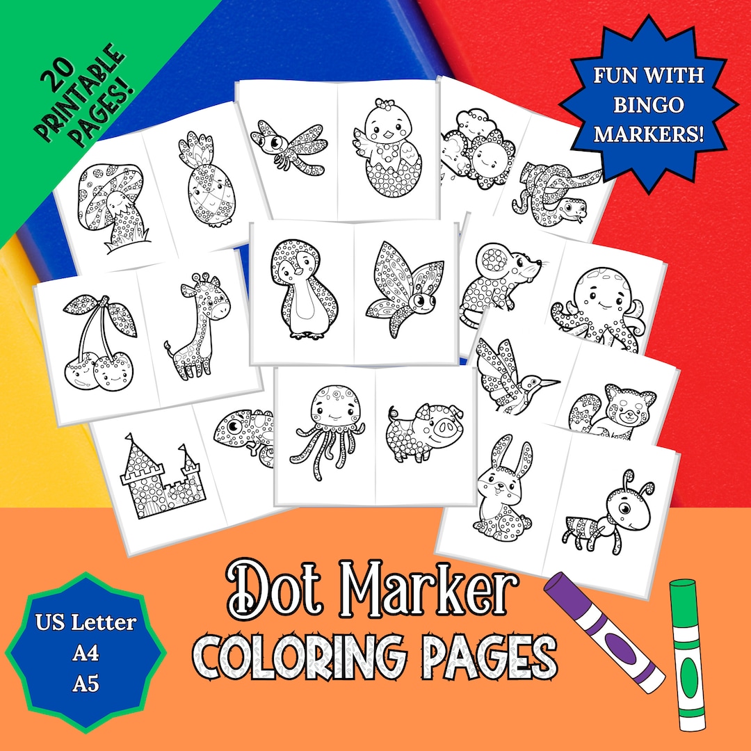 Set of 20 Dot Marker Coloring Pages, Dot Marker Printables, Dot Marker ...