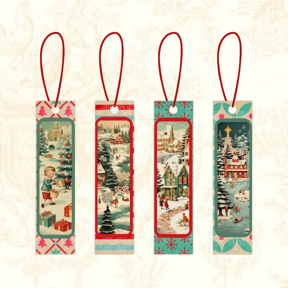 Old Fashioned Christmas Bookmarks - Christmas Bookmark, Holiday ...