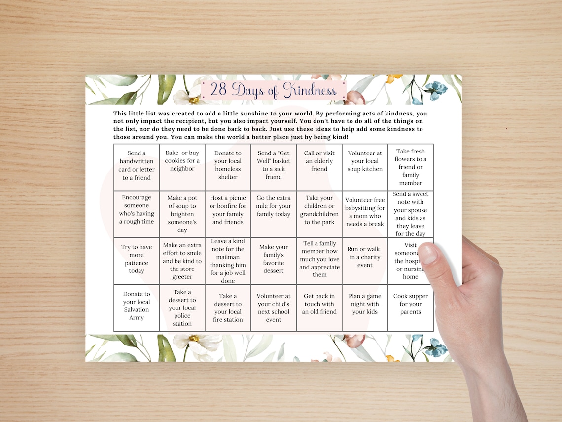 28 Days of Kindness Printable - Kindness Matters, Acts of Kindness ...