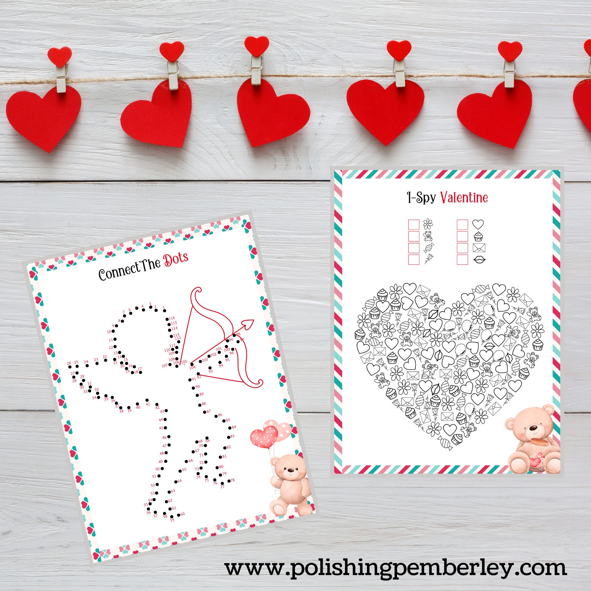 20 Valentine's I-spy & Coloring Activities - Etsy