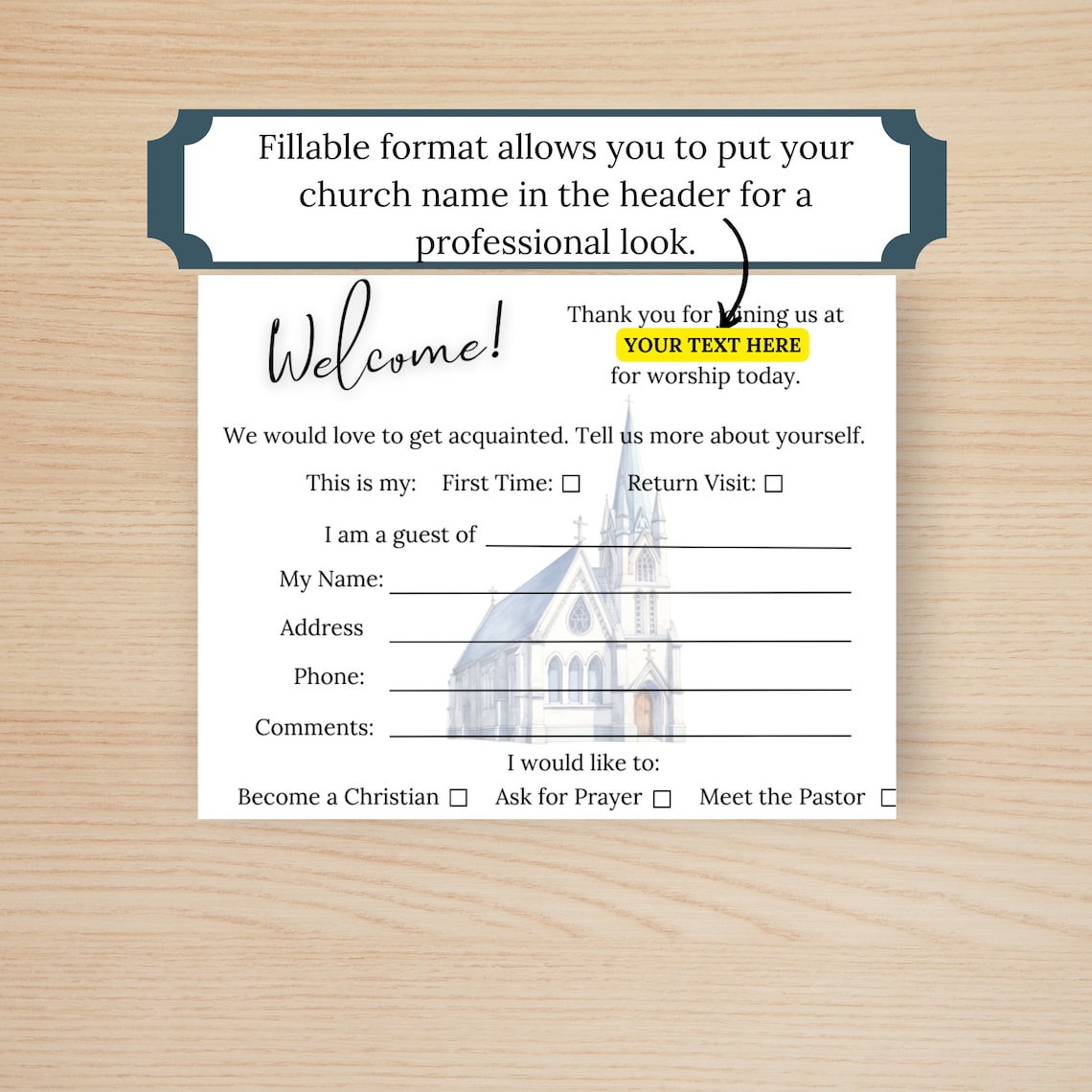 Editable Church Visitor Cards - Church Visitor Cards, Church Welcome ...