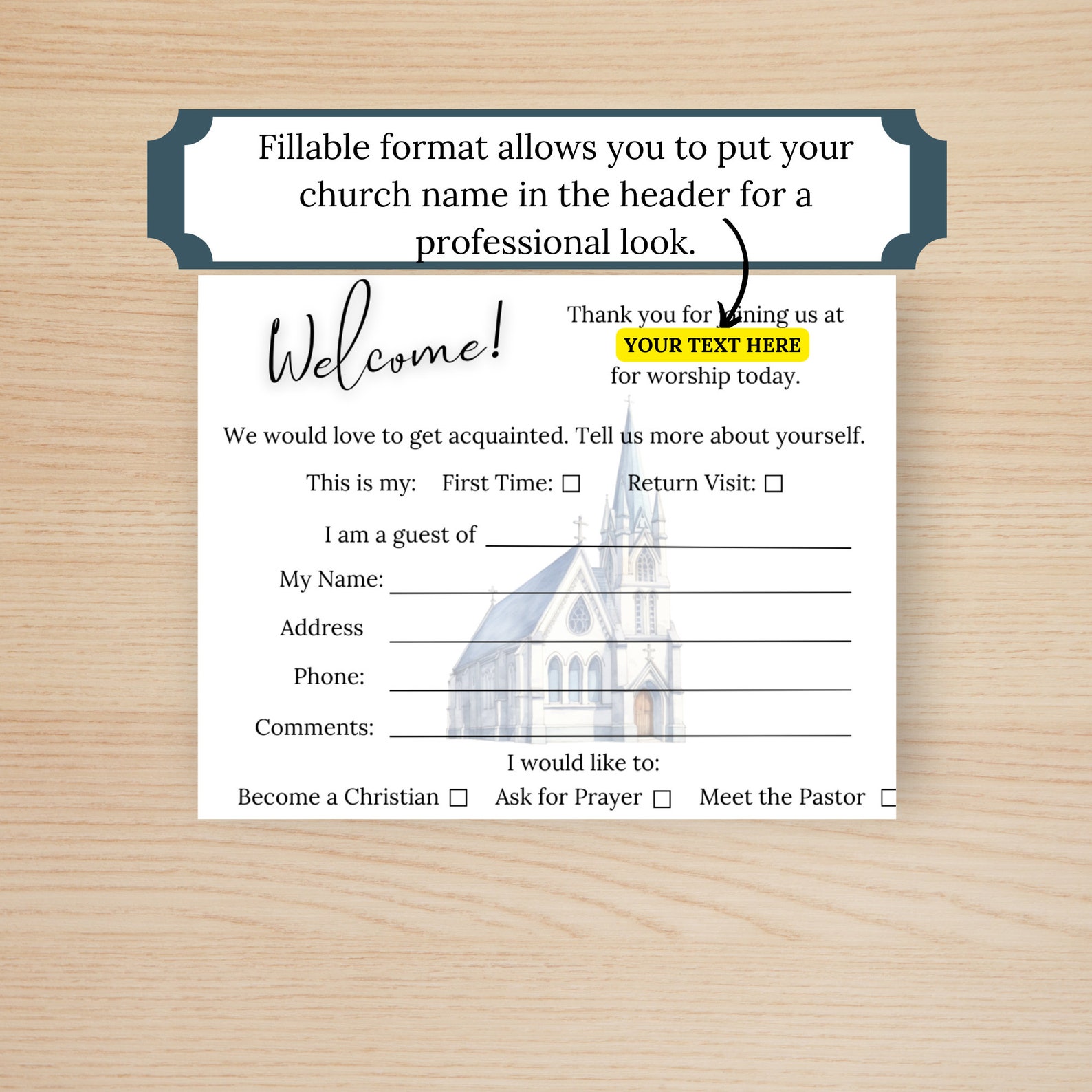 Editable Church Visitor Cards - Church Visitor Cards, Church Welcome ...