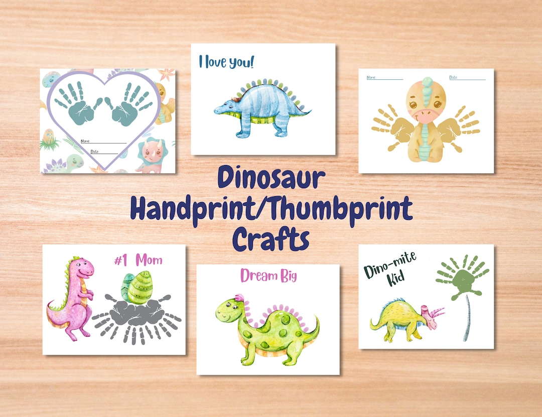 Dinosaur Thumbprint/handprint Crafts - Handprint Crafts, Thumbprint ...