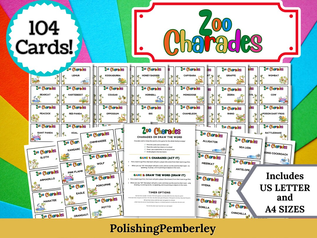 Zoo Charades - Family Games, Sunday School Games, Toddler Games, Games ...
