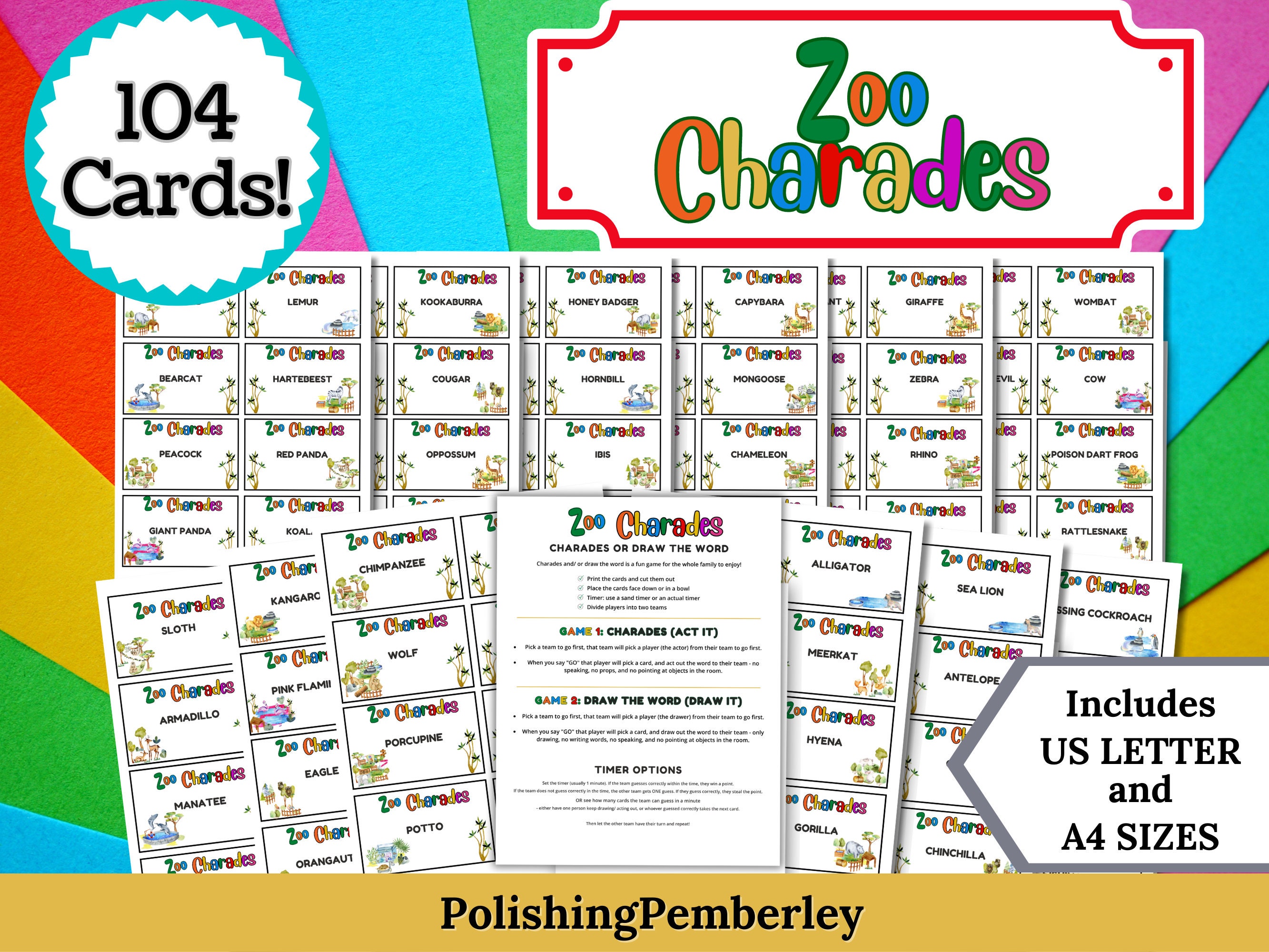 Zoo Charades Family Games, Sunday School Games, Toddler Games, Games ...