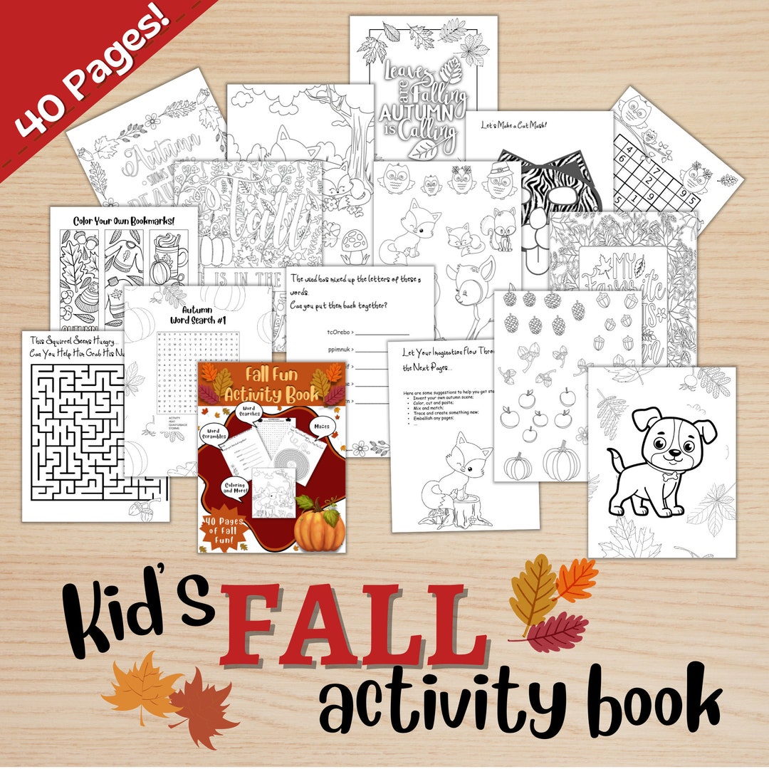 Kid's Fall Activity Book, Printable Activities for Kid's, Fall ...