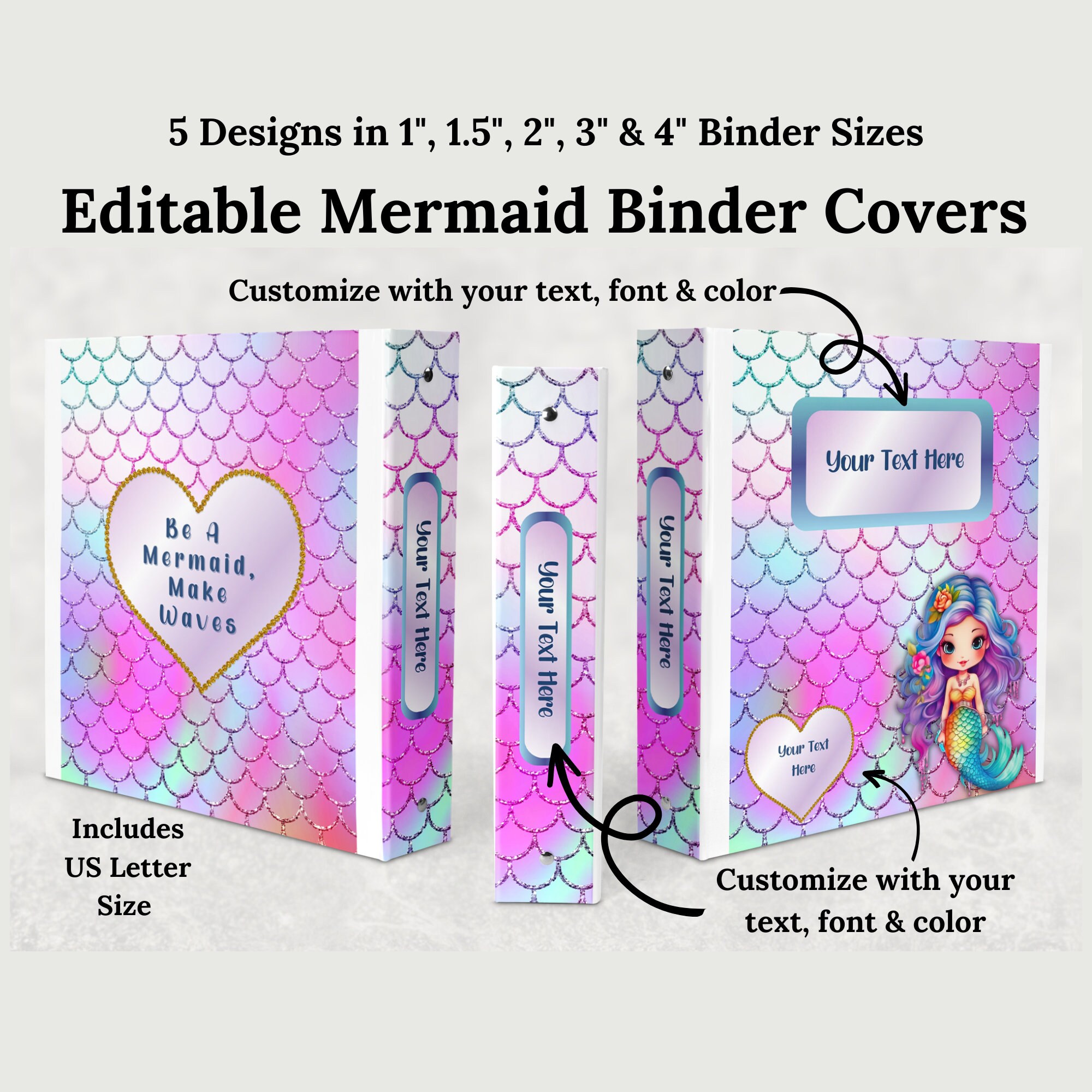 Mermaid Binder Covers - Binder Covers, Mermaid Binder, School Binder ...