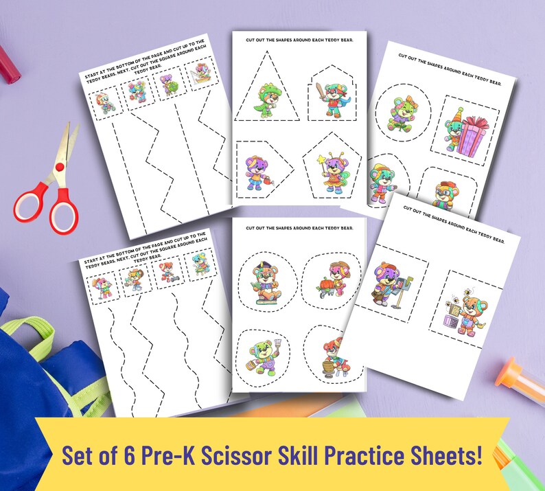 Pre-k Teddy Bear Scissor Skill Practice Sheets - Etsy