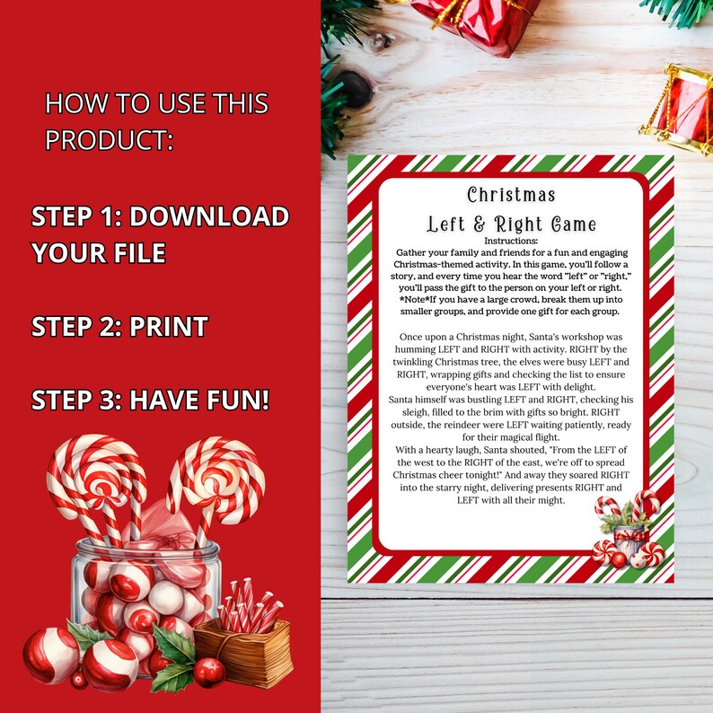 Christmas Left/right Party Game - Christmas Party Game, Left Right Game ...