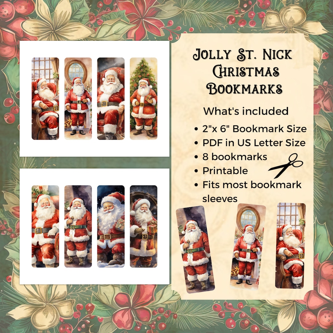 Jolly St. Nick Christmas Bookmarks - Christmas Bookmark, Santa ...