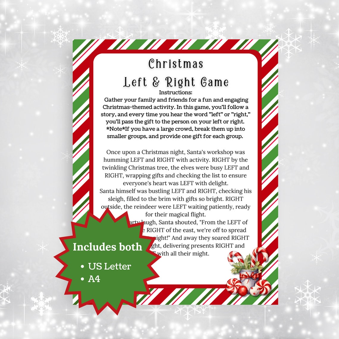 Christmas Left/right Party Game Christmas Party Game, Left Right Game ...