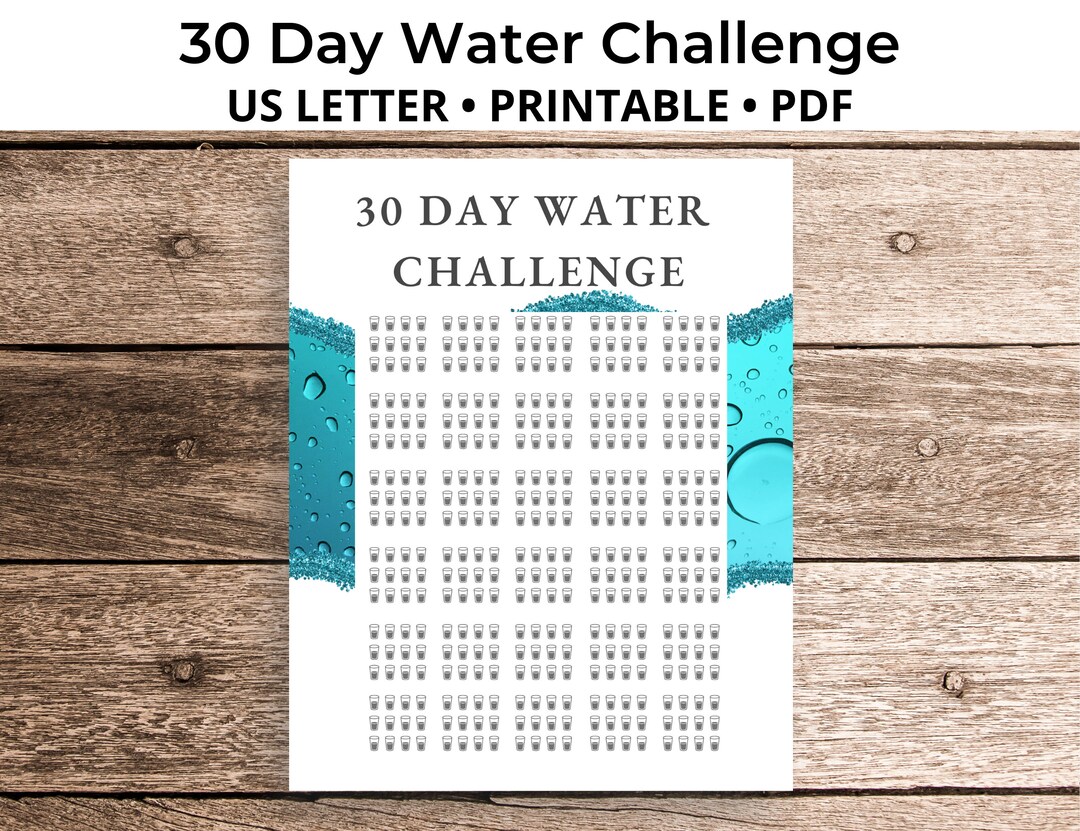 30 Day Water Challenge Hydration Tracker Water Challenge - Etsy