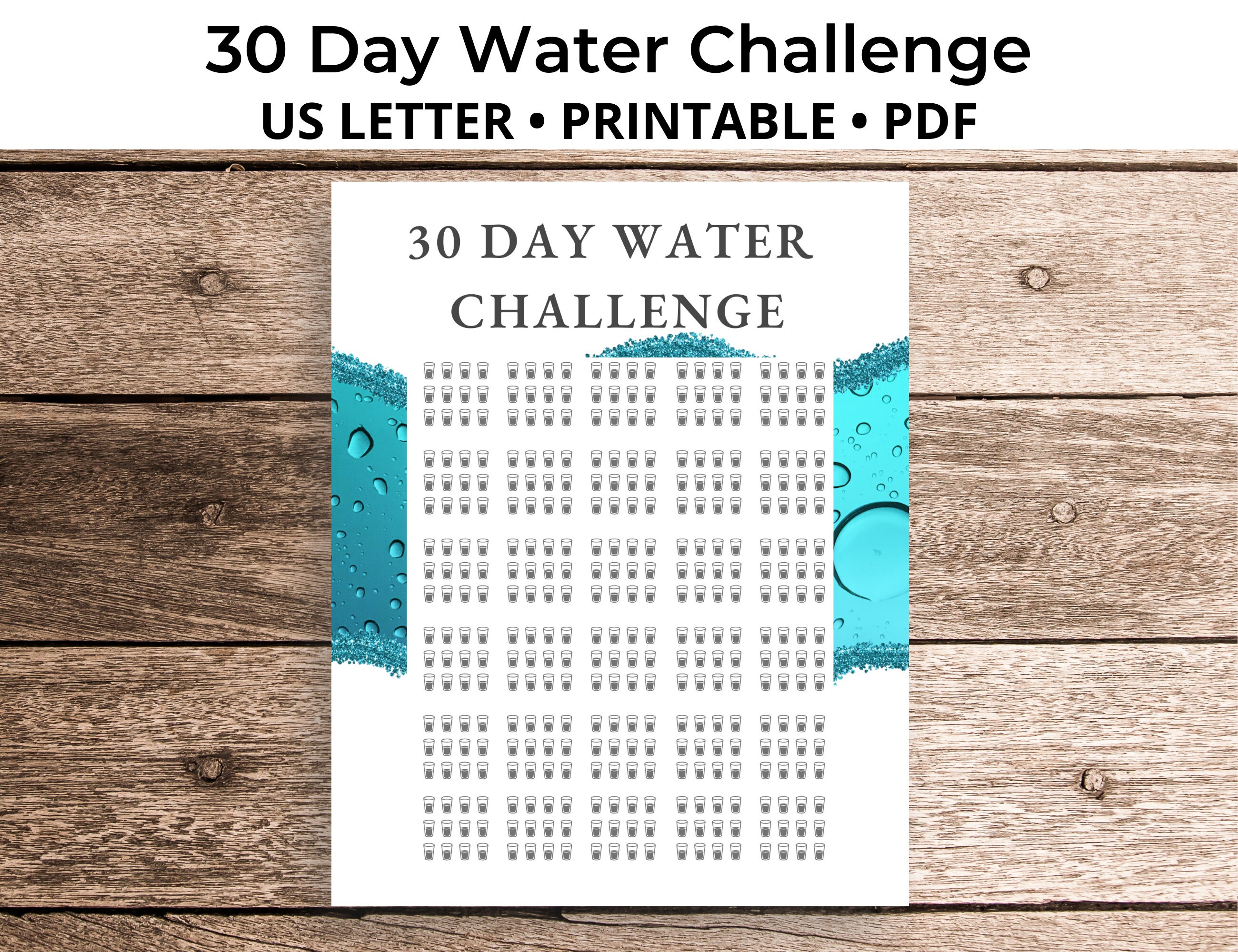 30 Day Water Challenge Hydration Tracker Water Challenge - Etsy