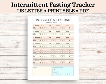 Printable Intermittent Fasting Tracker Intermittent Fasting Log ...
