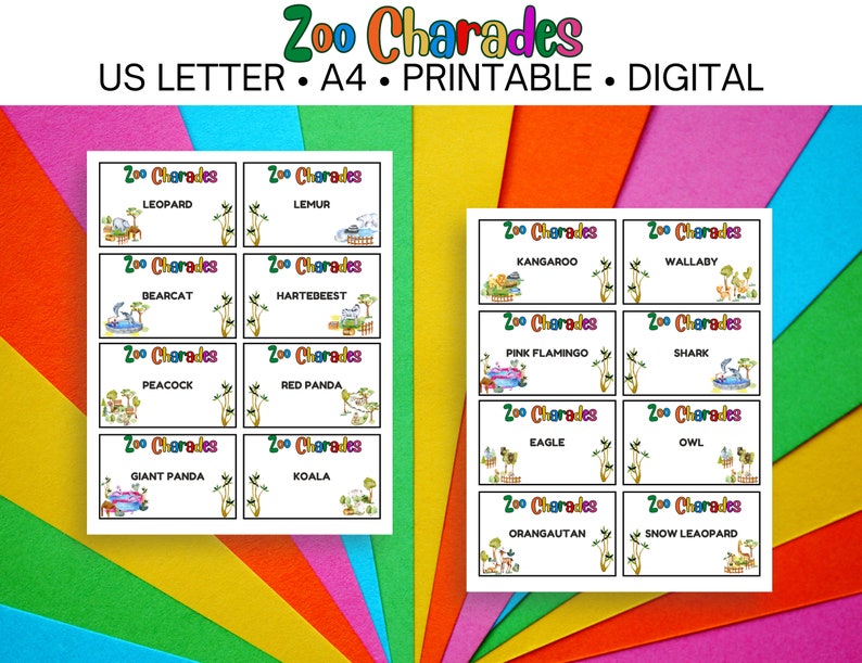 Zoo Charades - Family Games, Sunday School Games, Toddler Games, Games ...